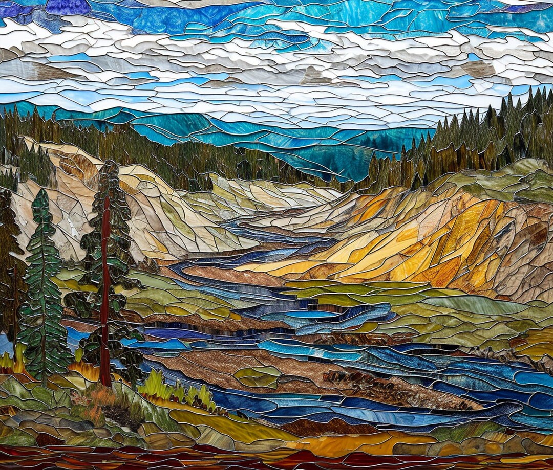 Yellowstone National Park Stained Glass Window Cling Decal Sticker ...