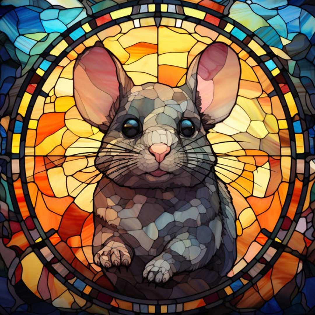 Chinchilla Stained Glass Window Cling Chinchilla Faux Stained Glass ...