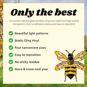 Bumblebee Stained Glass Window Cling Decal Sticker Window Film Reusable ...
