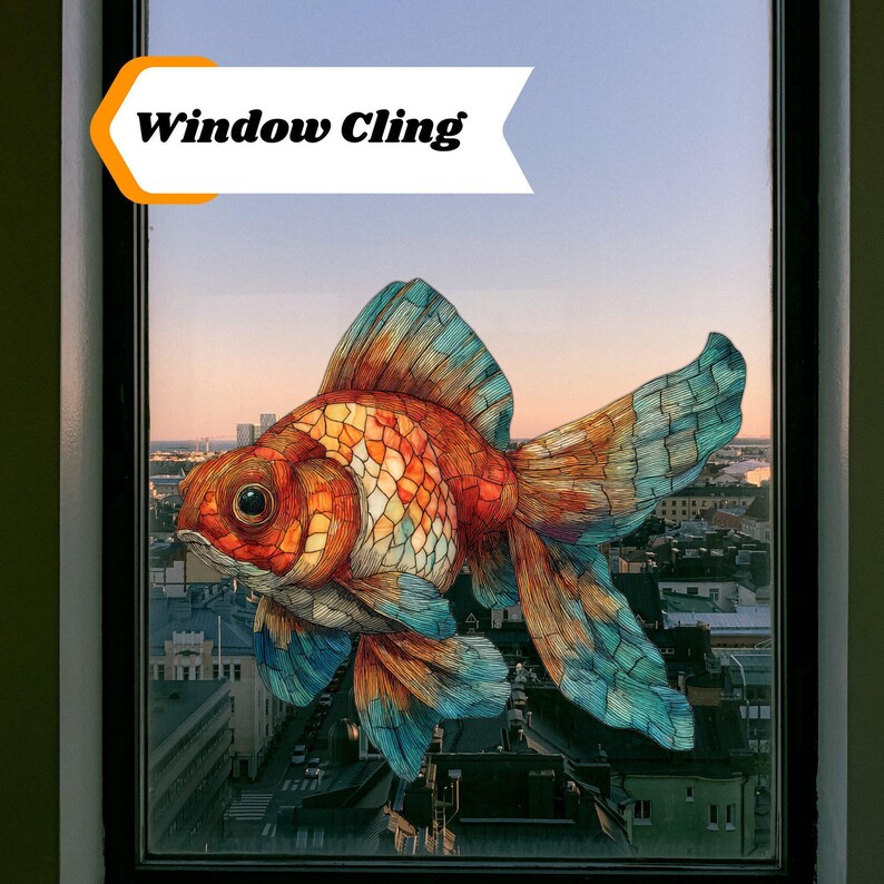 Goldfish Common Window Cling Stained Glass Look Decal Sticker Window ...