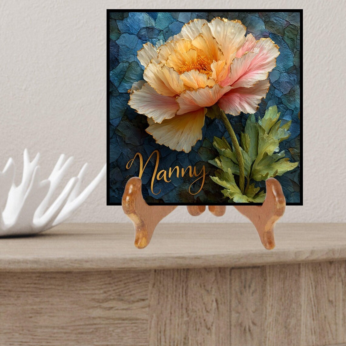 Nanny January Carnation Ceramic Art Tile Customized With Birth Month ...