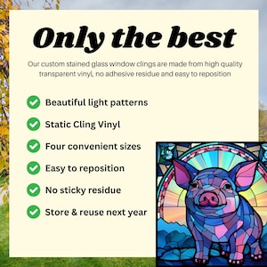 Pig Stained Glass Window Cling Window Sticker Decal Vinyl Film Window ...