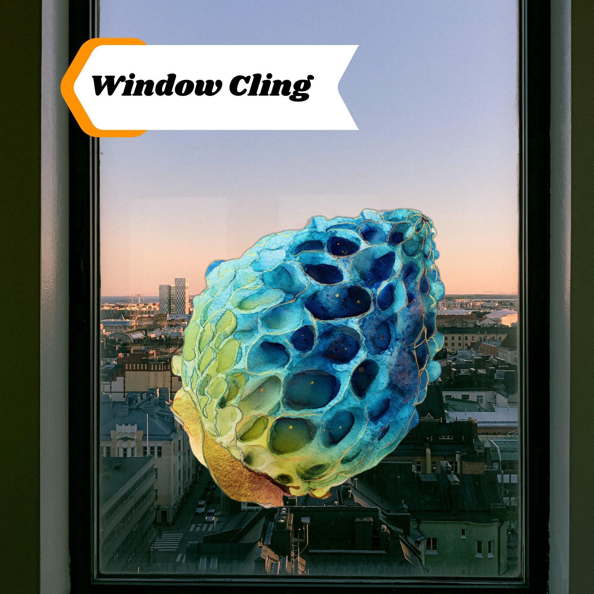 Sea Sponge Window Cling Stained Glass Look Decal Sticker Window Film No ...