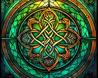 Celtic Cross Stained Glass Window Cling Available in Standard & Custom ...