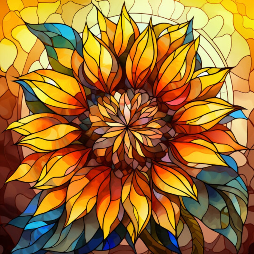 Sunflower Stain Glass Sunflower Stain Glass Window Hanging Sunflower ...