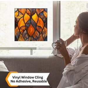 Copper Ember Stained Glass Window Cling Gothic Decor Sticker Decal ...