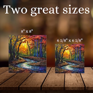 Mystical Glowing Woodland Stained Glass Look Art on Glossy Ceramic Tile ...
