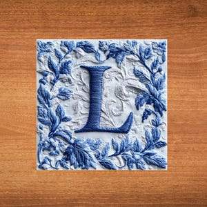 L Letter Monogram Ceramic Art Tile Grandmillennial Style Decor Home Art ...