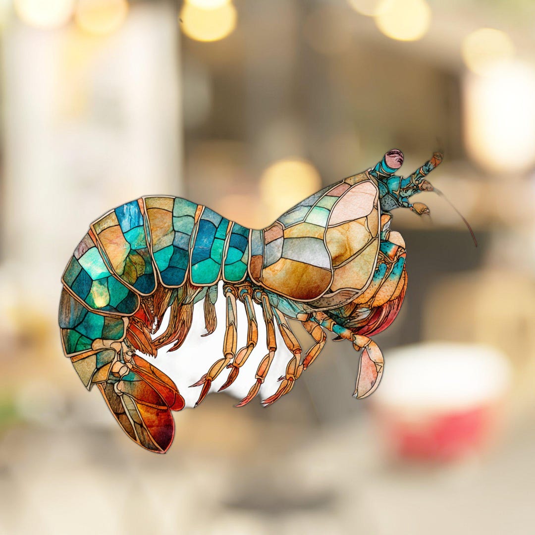 Peacock Mantis Shrimp Window Cling Stained Glass Look Decal Sticker ...