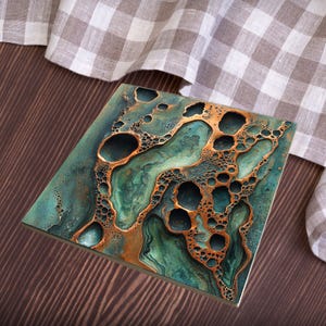 Copper Patina Ceramic Art Tile Decor for Kitchen Bedroom Bookshelf Book ...