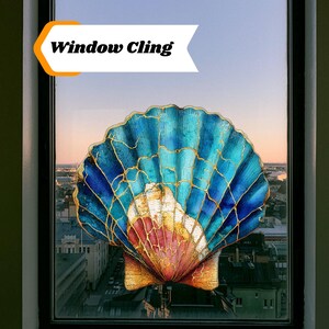 Seashell Assorted Window Cling Stained Glass Look Decal Sticker Window ...