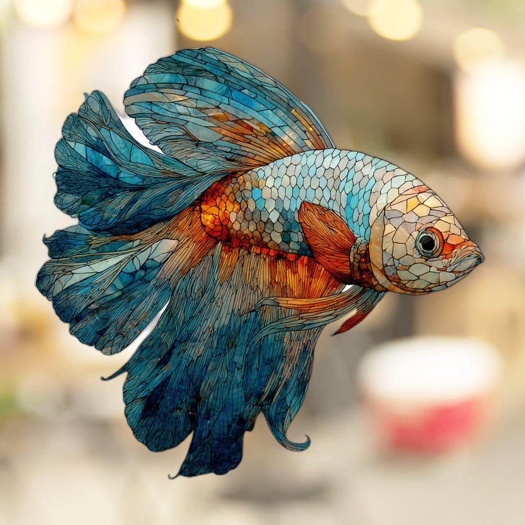 Betta Fish Female Window Cling Stained Glass Look Decal Sticker Window ...
