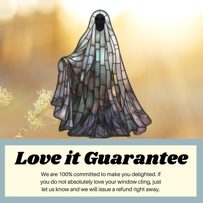 Ghost Halloween Stained Glass Look Window Cling Decal Sticker Window ...