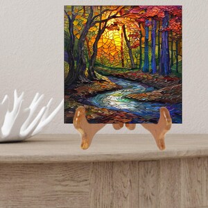Mystical Glowing Woodland Stained Glass Look Art on Glossy Ceramic Tile ...