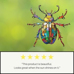 Stag Beetle Stained Glass Window Cling Sticker Decal Vinyl Window Film ...
