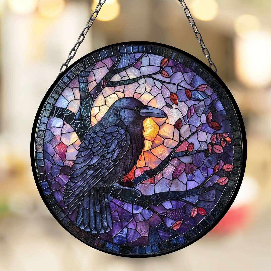 Raven in Tree Suncatcher Window Decor Artful Gift for Mothers Day ...