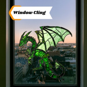 Dragon Stained Glass Window Cling Decal Sticker Window Film Dragoncore ...