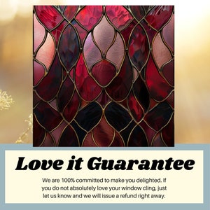 Maroon and Rose Gold Stained Glass Window Cling Gothic Decor Sticker ...