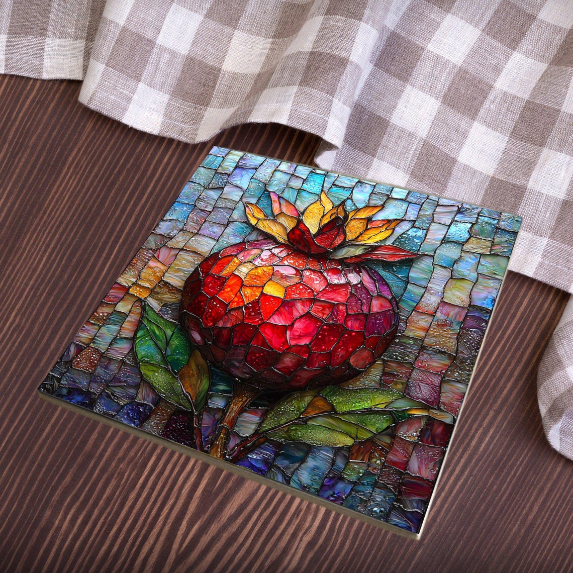 Pomegranate Ceramic Art Tile Decor for Kitchen Bedroom Bookshelf Book ...