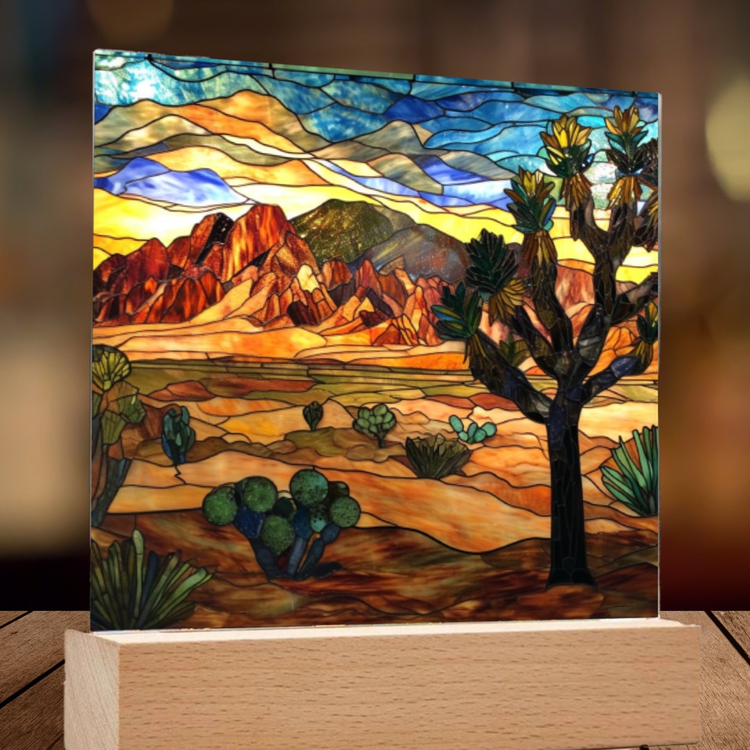 Joshua Tree National Park Stained Glass Acrylic Art Piece With Lighted ...