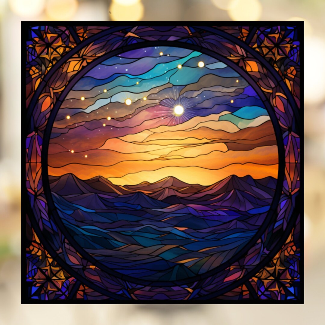 Sahara Desert Under the Stars Stained Glass Window Cling Window Decal ...
