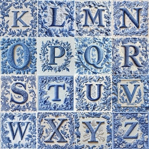 M Letter Monogram Ceramic Art Tile Grandmillennial Style Decor Home Art ...