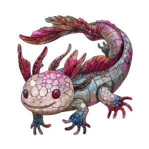 Axolotl Colorful Axolotl Stained Glass Window Cling Whimsical Animal ...