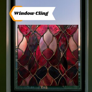Maroon and Rose Gold Stained Glass Window Cling Gothic Decor Sticker ...