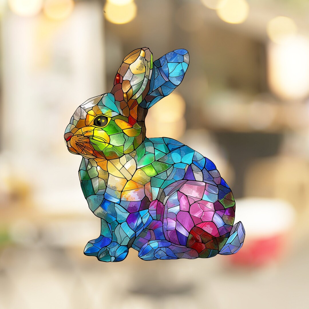 Easter Bunny Easter Stained Glass Window Cling Resurrection Day ...