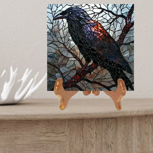 Raven Stained Glass Look Art on Glossy Ceramic Tile Tileful Artful ...