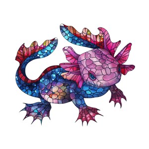 Axolotl Colorful Stained Glass Axolotl Window Cling, Decorative ...