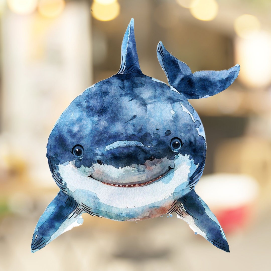 Watercolor Baby Great White Shark Window Decal Sticker Vinyl Window ...