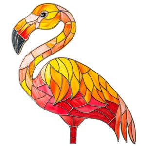 Flamingo Stained Glass Window Cling Decal Sticker Vinyl Window Film ...