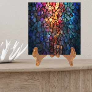 Rainbow Ceramic Wall Art Decorative Tile Unique Home Decor Stained ...