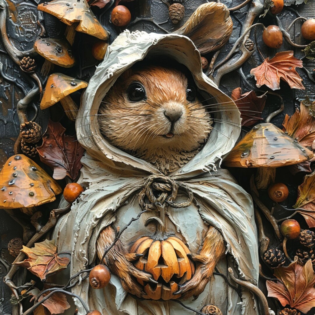 Squirrel Halloween Ghost Ceramic Art Tile Decorative Glossy Tile for ...
