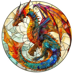 Dragon Stained Glass Window Cling Decal Sticker Window Film Dragoncore ...