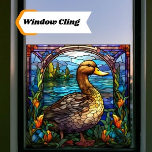 Duck Stained Glass Window Cling Window Sticker Decal Vinyl Film Window ...