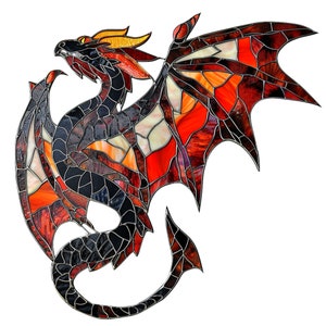 Dragon Stained Glass Window Cling Decal Sticker Window Film Dragoncore ...
