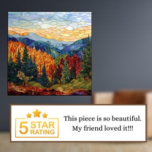 Mountain Vista Fall Ceramic Art Tile Stained Glass Look Glossy ...