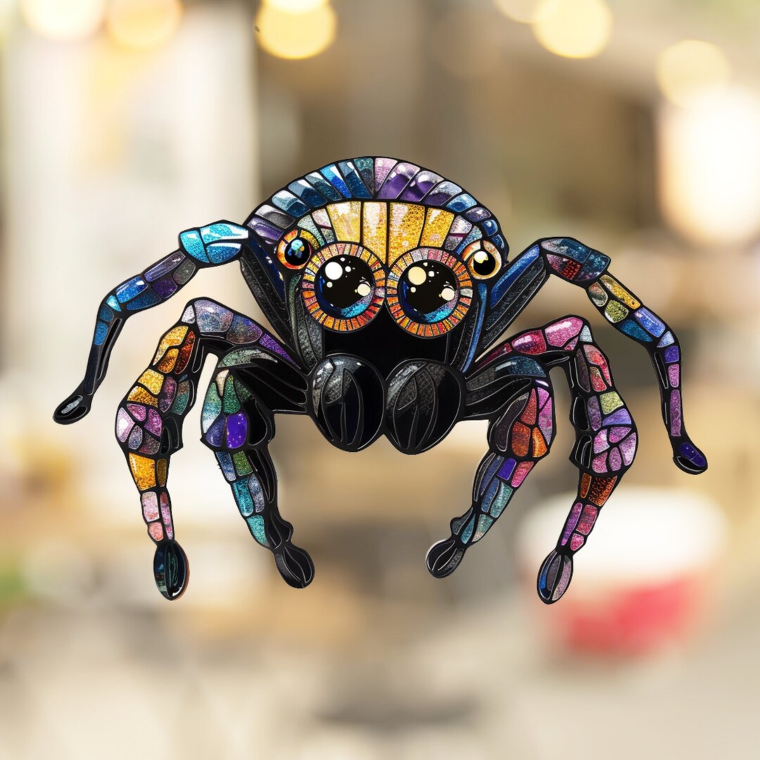Jumping Spider Stained Glass Window Cling Sticker Decal Vinyl Window ...