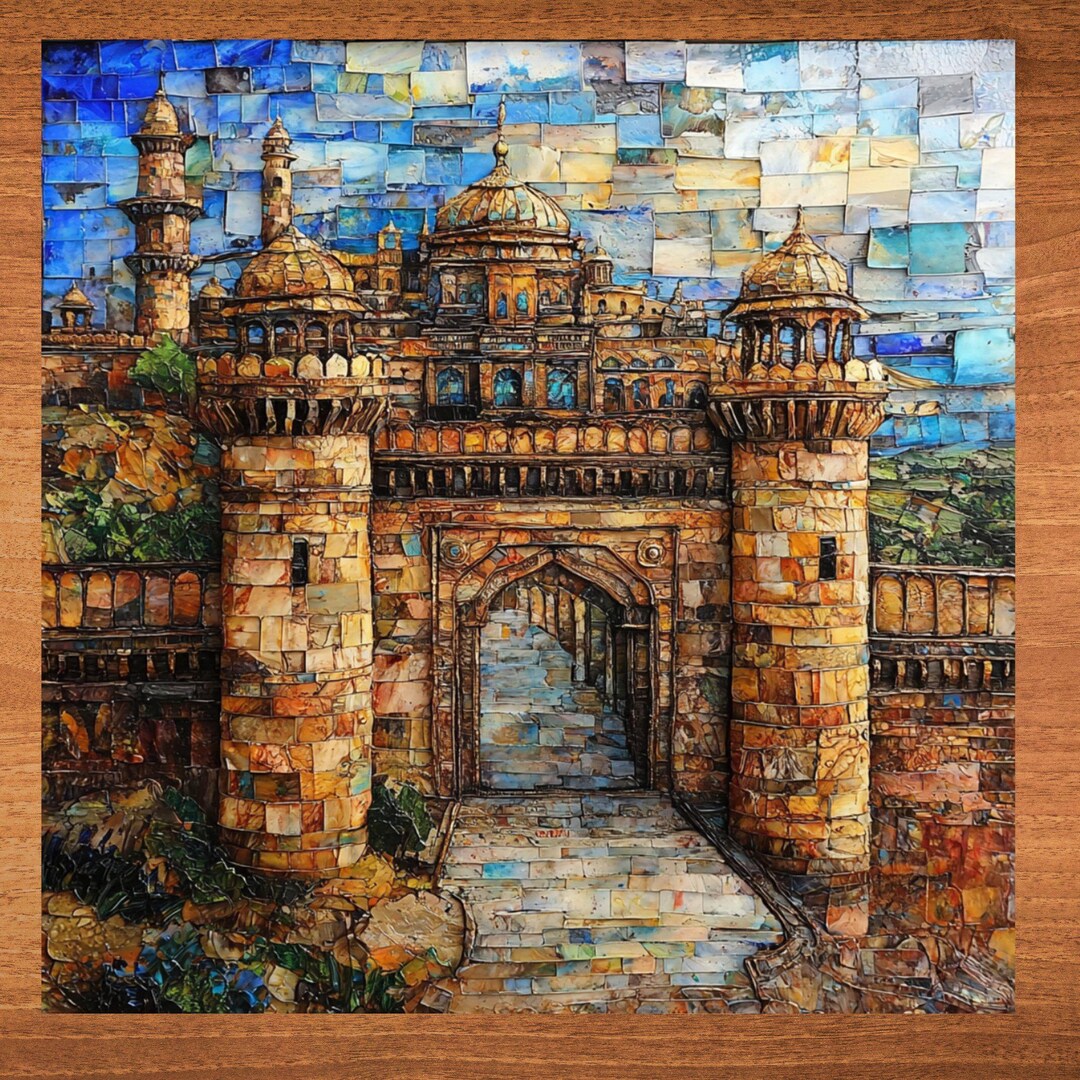Gwalior Fort Castle Decor Ceramic Art Tile for Book Nook Bookshelf ...