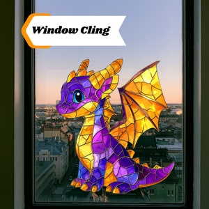 Dragon Stained Glass Window Cling Decal Sticker Window Film Dragoncore ...