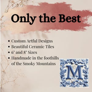 M Letter Monogram Ceramic Art Tile Grandmillennial Style Decor Home Art ...