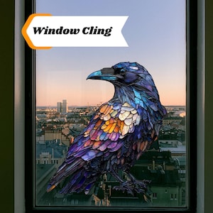Common Raven Window Cling Sticker Decal Window Film Gift for Bird ...