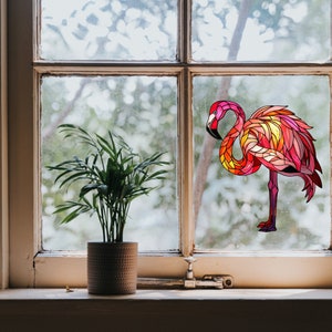 Flamingo Stained Glass Window Cling Decal Sticker Vinyl Window Film ...