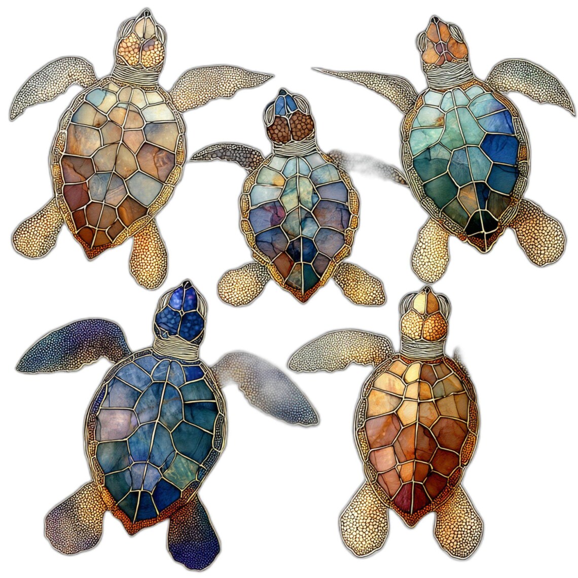 Sea Turtle Hatchlings Window Cling Stained Glass Look Decal Sticker ...
