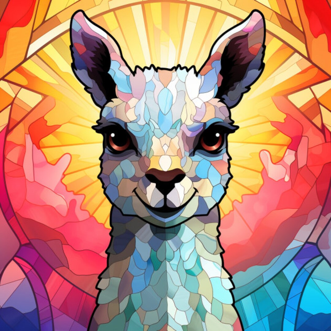 Baby Llama Stained Glass Window Cling Baby Llama Stained Glass Window ...