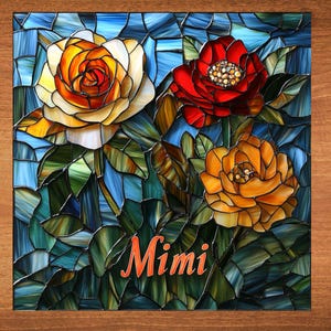 Mimi Gift Floral Ceramic Art Tile Personalized Grandma Gift Grandmother ...