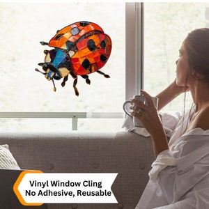 Harlequin Ladybug Adorable Stained Glass Window Cling Sticker Decal ...