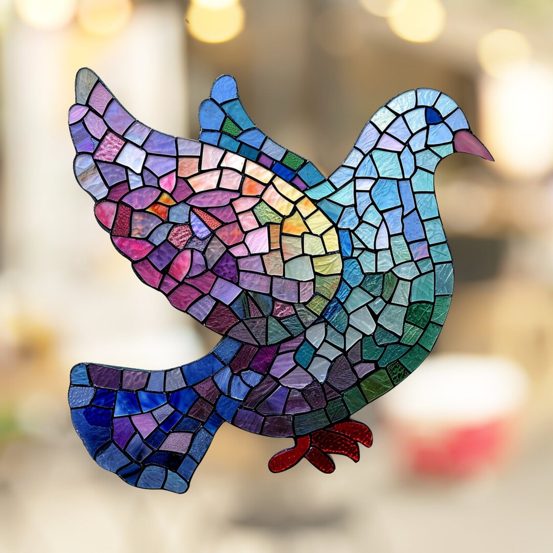 Dove Stained Glass Window Cling Decal Sticker Vinyl Window Film Artful ...